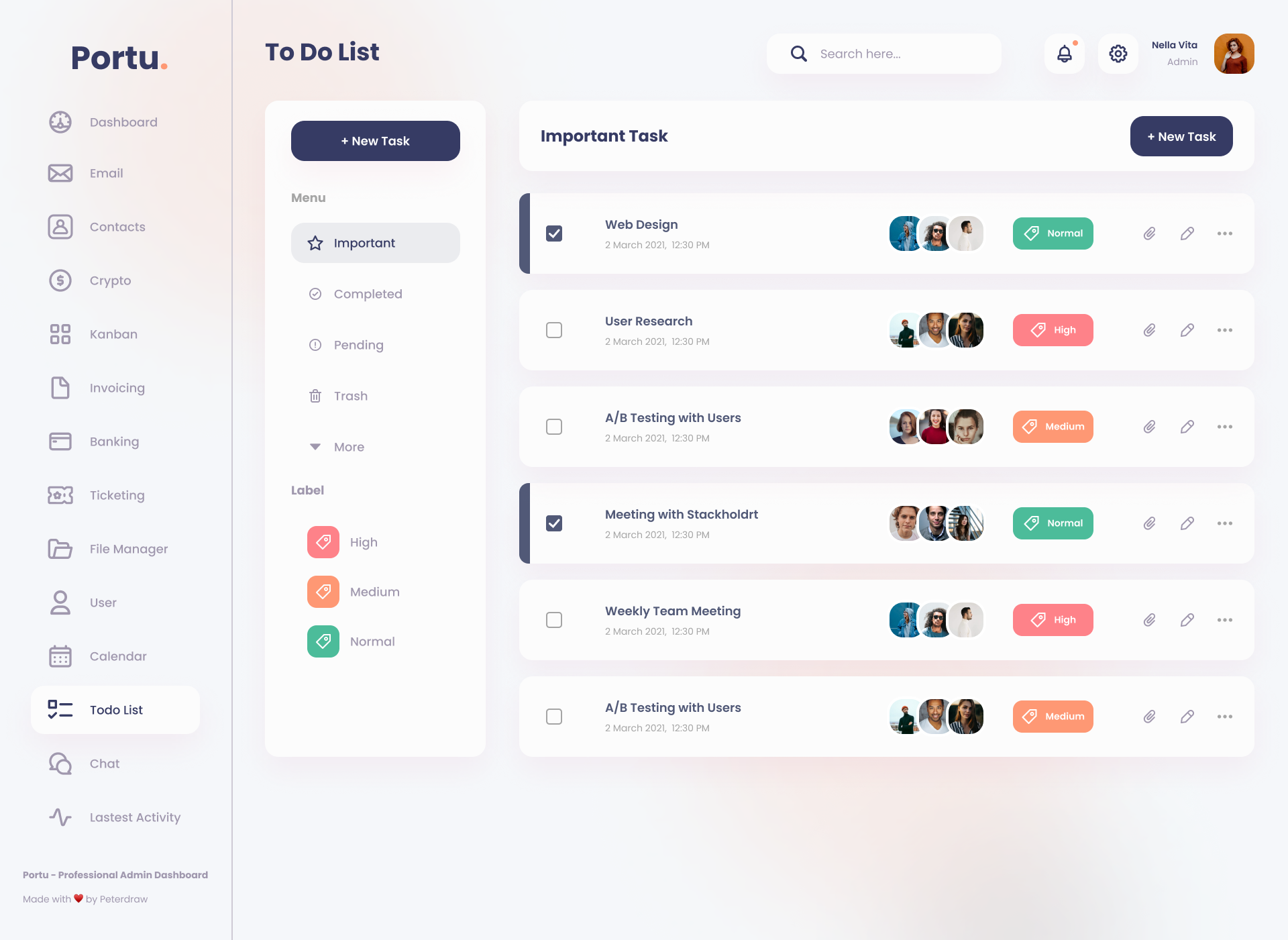 Portu - Elegant and Professional Admin Dashboard Figma by peterdraw